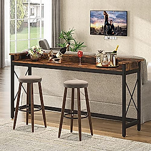 Tribesigns Sofa Table with Outlets and USB Ports, 70.9 inch Extra Long Console Table Behind Couch with Charging Station, Industrial Narrow Entryway Hallway Accent Table for Living Room