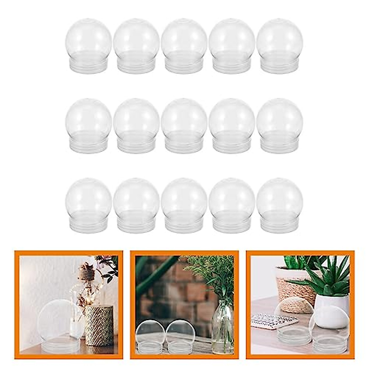Unomor 15pcs DIY Snow Globe DIY Globe DIY Props DIY Water Globe Snow Globe kit Water Globes Prop Snow Globes for Girls Round Water Globe Empty Snow Globes DIY Supplies Ball Plastic