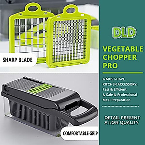 DLD 12 in 1 multi-function vegetable and fruit chopper kitchen multi-function diced vegetable artifact potato shredded grater grater household potato chip sliced grater GRAY, Black, 12.5*4.5*4.5