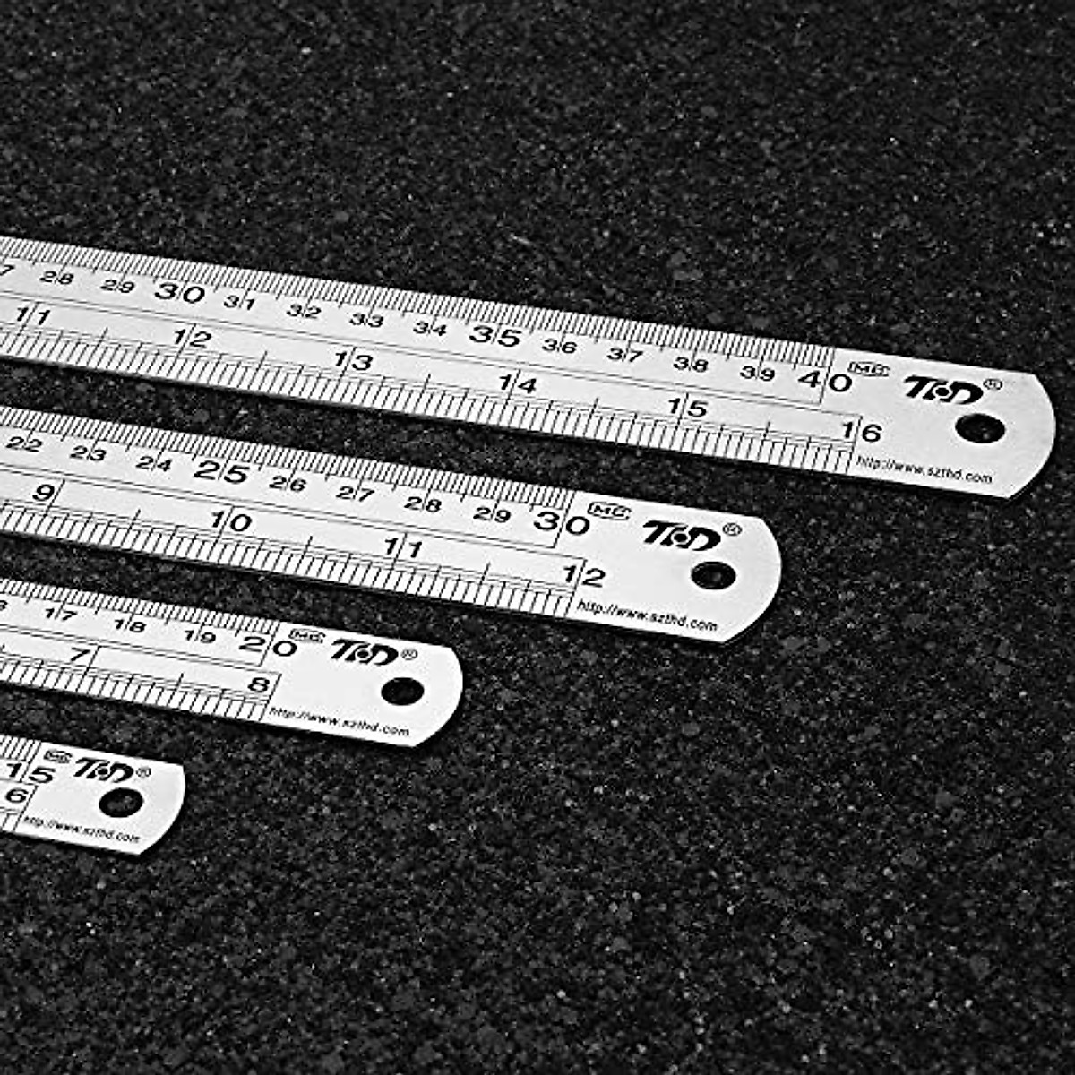 Ruler Metal Stainless Steel Ruler Straight Edge Measuring Tool Set of 4(6/8/12/16 inch)