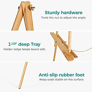 VISWIN 63" Wooden Tripod Display Easel Stand for Wedding Sign, Poster, A-Frame Artist Easel Floor with Tray for Painting, Canvas, Foldable Easel - Natural