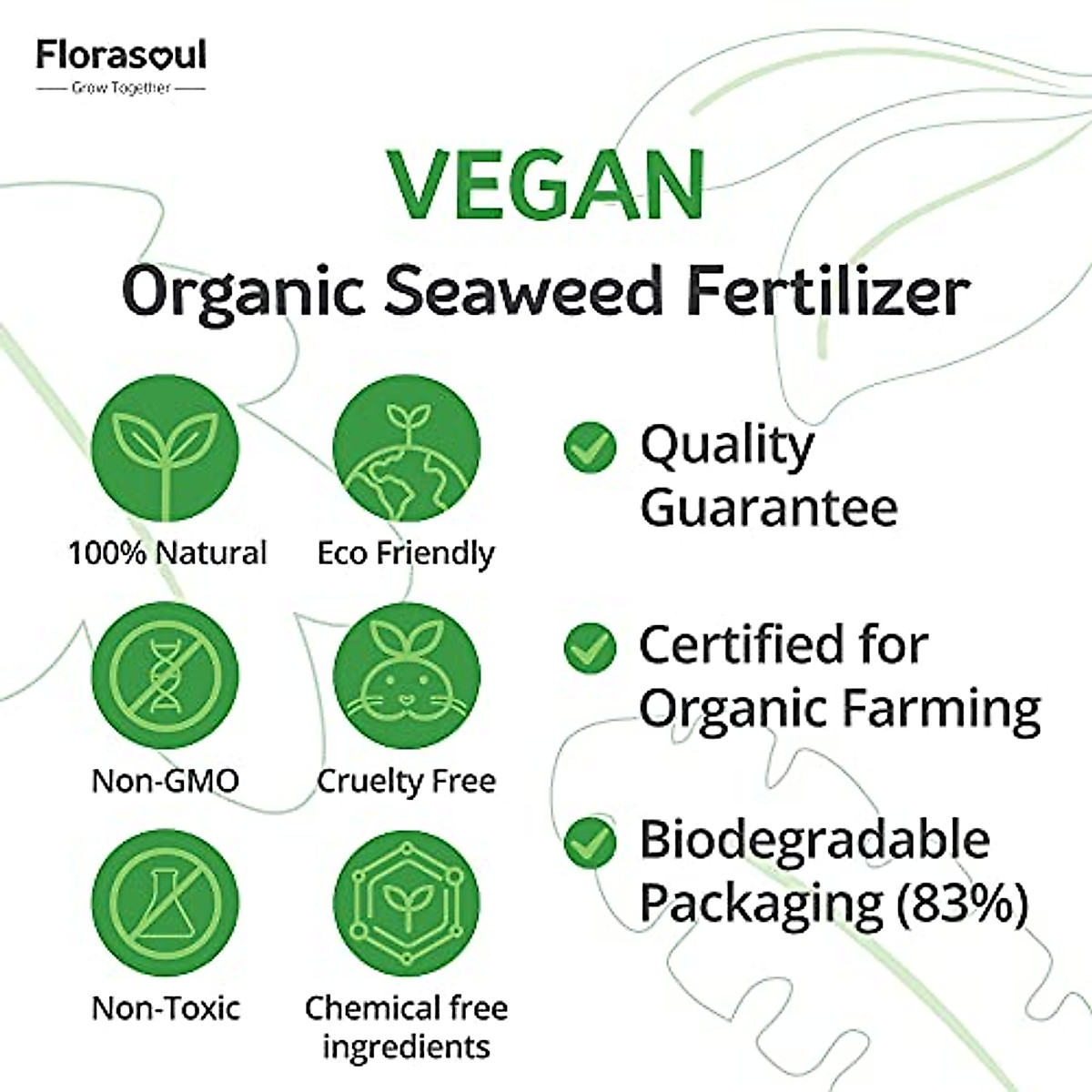 Florasoul All Purpose Liquid Plant Food Vegan Organic Garden Fertilizer Flowers, Vegetables, Herbs, Shrubs, Trees NPK3-4-18 Water Soluble Organic Nutrients 500g/200 Gal
