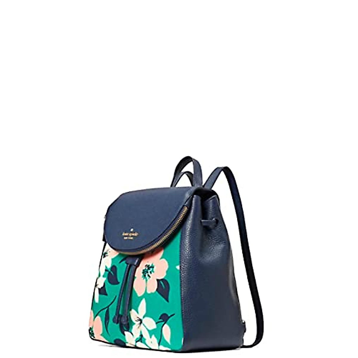 Kate Spade Canvas Leila Small Flap Drawstring Backpack Lily Blooms Green