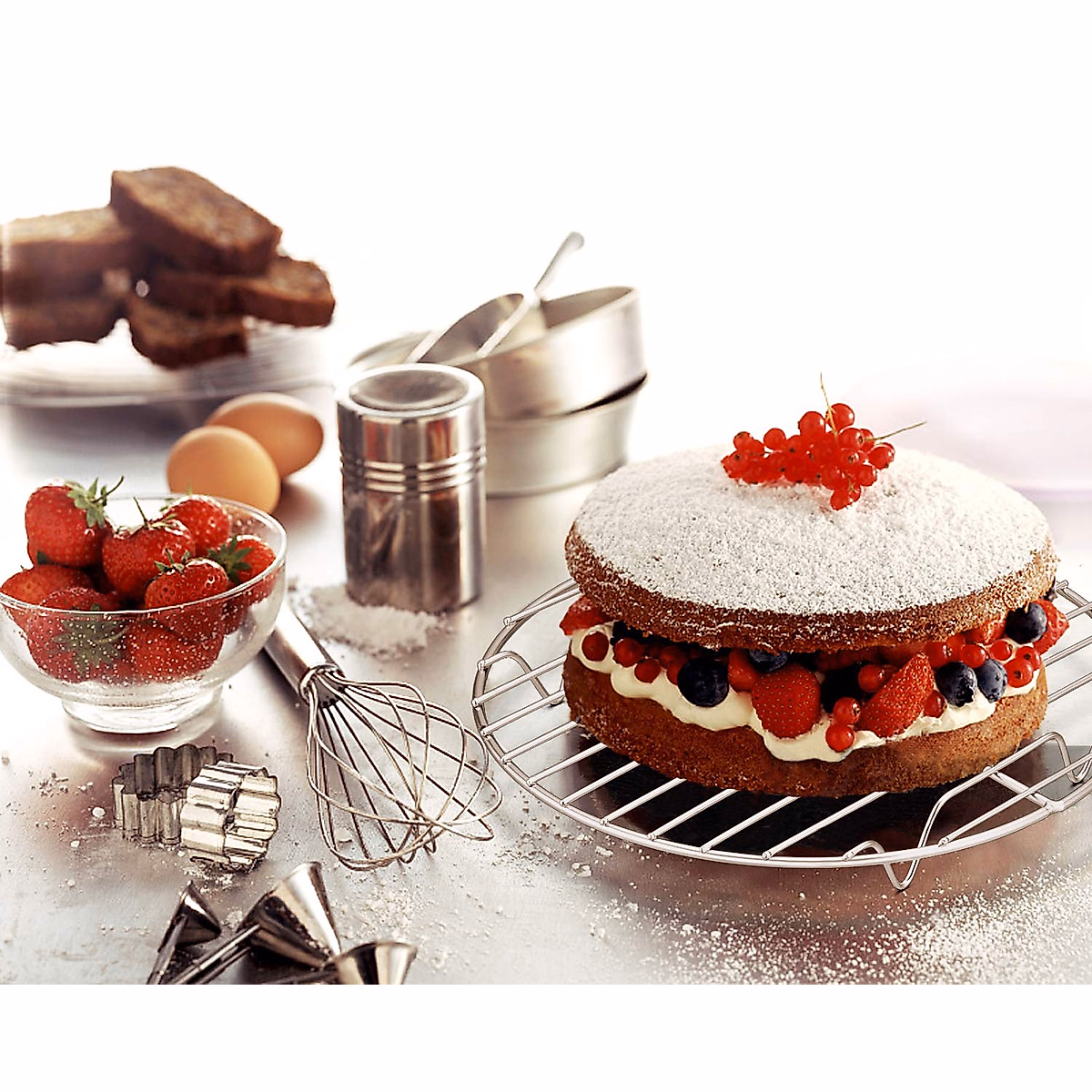 P&P CHEF Round Cooking Rack, 3 Pcs (7½” & 9” & 10½”), Baking Cooling Steaming Grilling Rack Stainless Steel, Fits Air Fryer/Stockpot/Pressure Cooker/Round Cake Pan, Oven & Dishwasher Safe