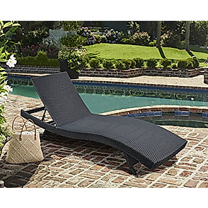 Armen Living Cabana Adjustable Wicker Chaise Lounge Chair