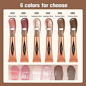 Liquid Blush Beauty Wand, Liquid Blush, Blush stick, Liquid Blush for Cheeks, Contour Beauty Wand, Natural Smooth Creamy Highlight Matte Liquid Blush Stick with Soft Cushion Applicator (Contour Stick#1)