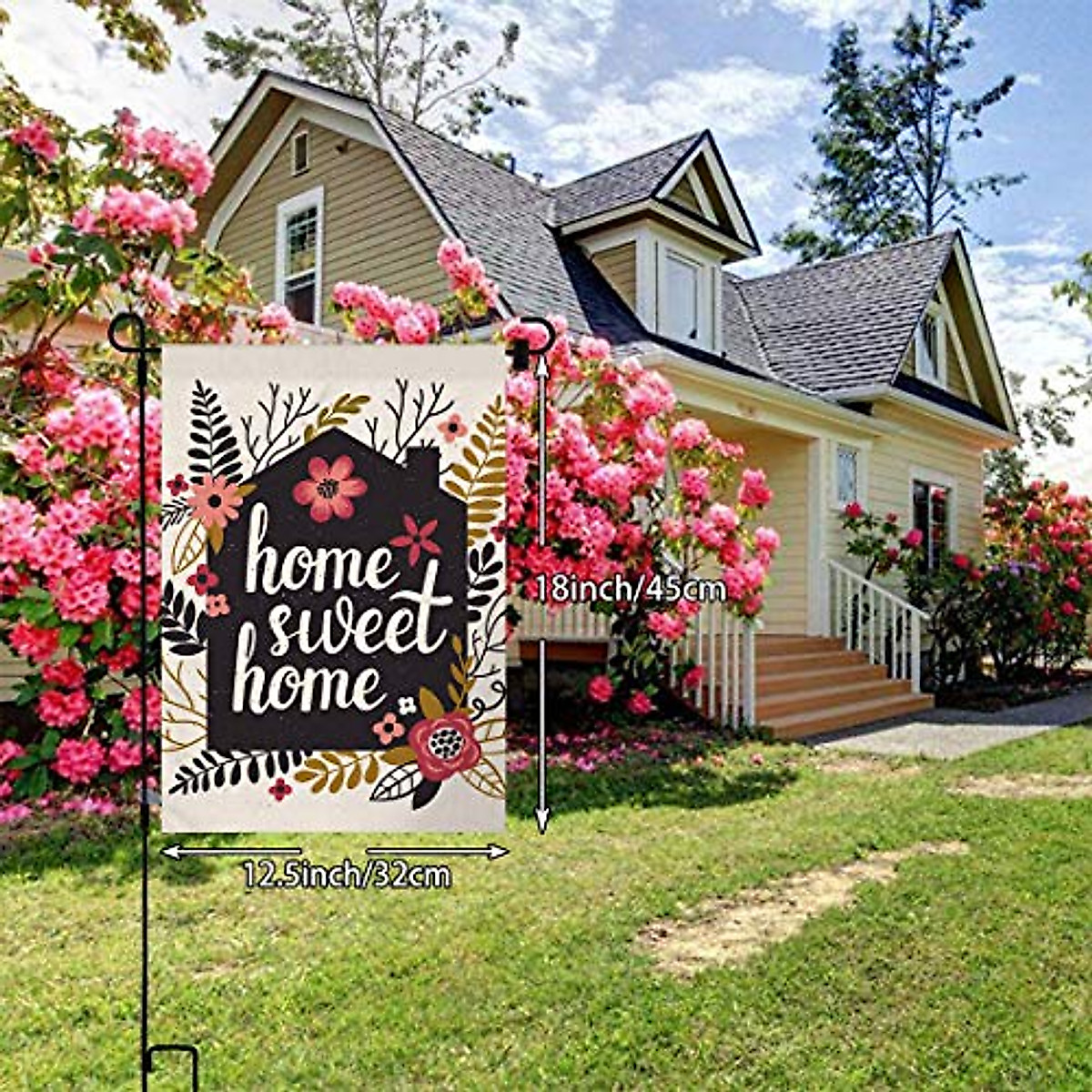 BLKWHT Home Sweet Home Garden Flag Vertical Double Sided Spring Summer Yard Outdoor Decorative 12.5 x 18 Inch