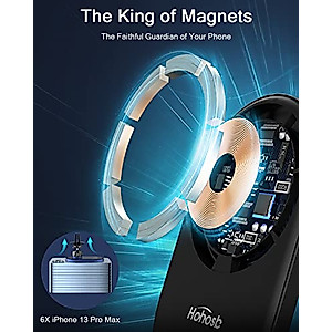 Hohosb Fits Mag-Safe Car Mount Charger,Magnetic Wireless Car Charger Compatible with iPhone 14/13/12 Series,Fast Charging Auto-Alignment Air Vent Phone Holder,Car Accessories-Black