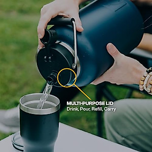 RTIC Jug with Handle, Half Gallon, Black Matte, Large Double Vacuum Insulated Water Bottle, Stainless Steel Thermos for Hot & Cold Drinks, Sweat Proof, Great for Travel, Hiking& Camping