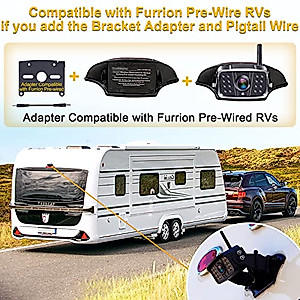 AMTIFO RV Backup Camera Wireless HD 1080P 7'' Split Screen DVR Monitor Bluetooth Trailer Rear View Cam 4 Channel System Truck Camper Infrared Night Vision Adapter for Furrion Pre-Wired RVs A8