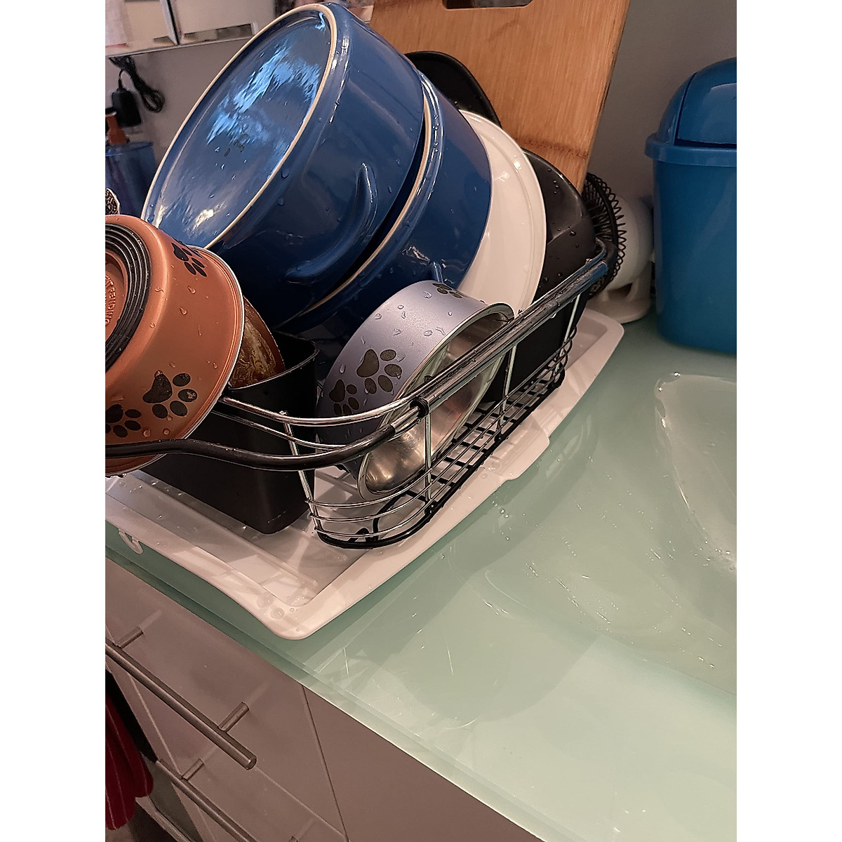 Qingsi 1 PC Premium Drip Tray Dish Drainer Mat Plastic Kitchen Dish Draining Rack Dish Drain Board Sink Side Drip Sloping Draining Tray for Pots, Pans, Fruit Vgetable Drain Cooking Holder Tools