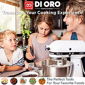 DI ORO 9-Piece Silicone Kitchen Utensil Set - 600°F Heat-Resistant Nonstick Flexible Seamless Silicone Turner Spatulas, Spoons, & Ladle - Nonstick Cookware Safe Tools for Baking & Cooking - BPA Free