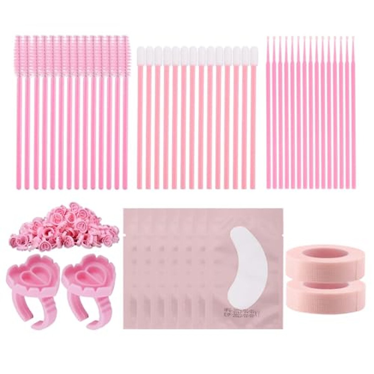 Embagol Lash Practice Kit For Beginners Professional Lash Accessories With Mascara Brushes, Glue Rings, Lash Tape, Gel Eye Patches Eyelash Extensions Training School Supplies