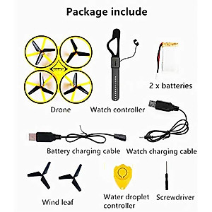 ForBEST Gesture Control Drone Rc Quadcopter Aircraft Hand Sensor Drone with Smart Watch Controlled, 2 batteries, 360° Flips, Led Light, 3 Modes, USB Cable, Best Gift for Kid