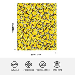 Rubber Duck Pattern Throw Blanket, Ultra Soft Microplush Bed Blanket, All Season Microfiber Fleece Throw for Bed Chair Sofa Couch Bedroom 60"X50"