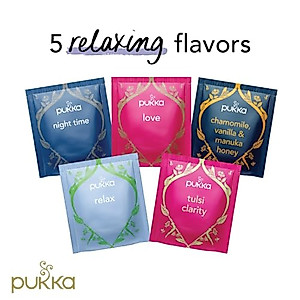 Pukka Tea Gift Box, Herbal Health Wellness Tea, Relax Selection Organic Tea, 45 Tea Bags, 5 Flavors
