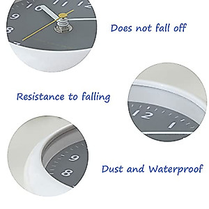 Bathroom Waterproof Wall Clock, Indoor Wall Clock with Suction Cup, Quartz Movement, Plastic Frame, Flexible Choice for Hanging Or Standing, Modern Silent Small Wall Clock for Living Room and Kitchen