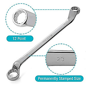 DURATECH Offset Box Wrench Set, Metric, 9-Piece, 6-23mm, 75-Degree, CR-V Steel, Organized in Rolling Pouch