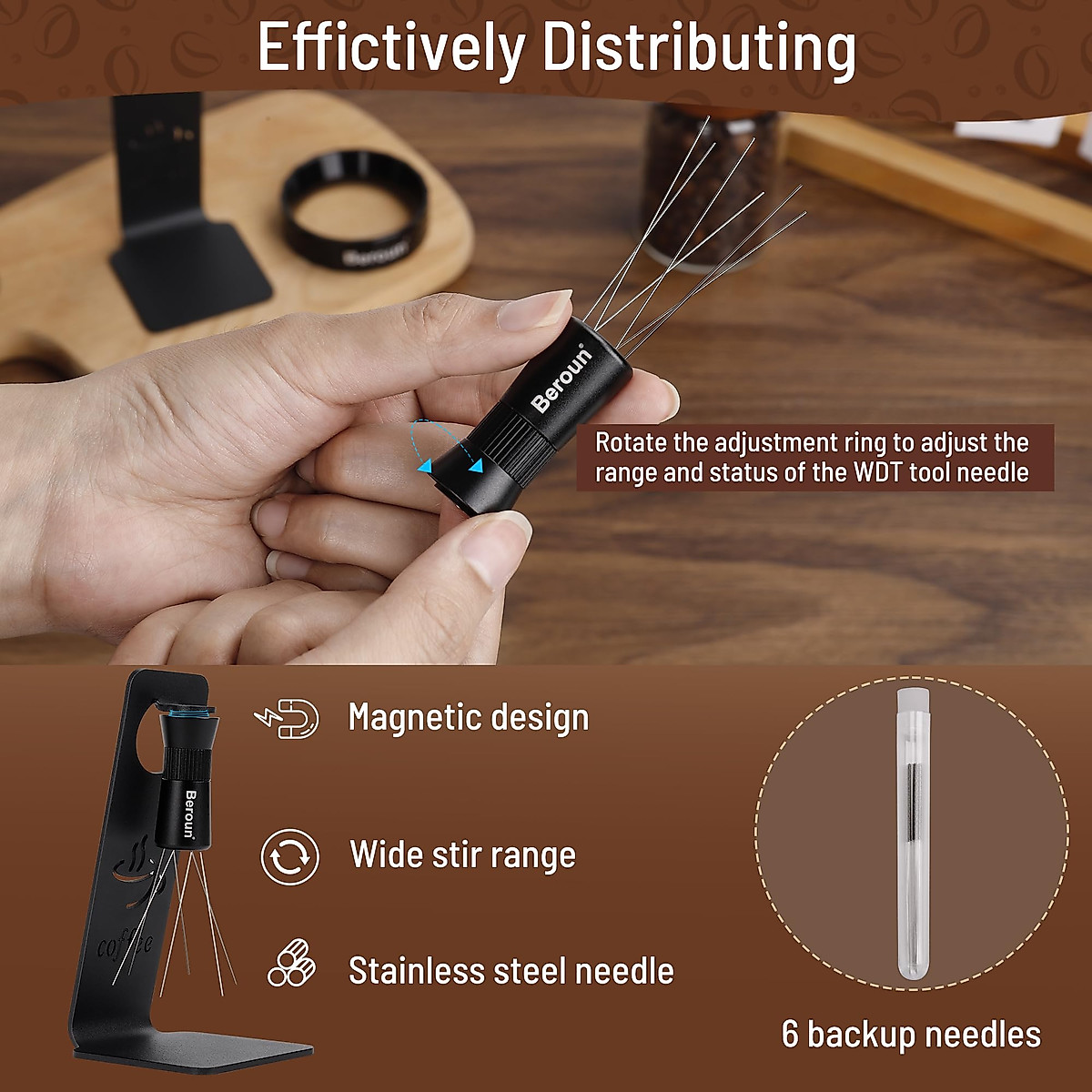 WDT Tool Espresso 54mm Dosing Funnel and Puck Screen Espresso Coffee Stirrer Espresso Distribution Tools Kit Fit Breville Espresso Accessories Machine 8 Series, 54mm Portafilter