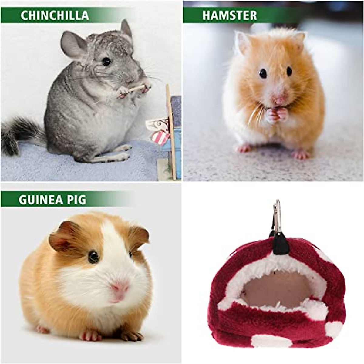 PATKAW Stuffed Animals Guinea Pig Bed M/14x13x7cm Winter Small Animals House Hamster Sleeping Bag Bunny Bed Guinea Pig Hideout ~Claret Guinea Pig Bedding