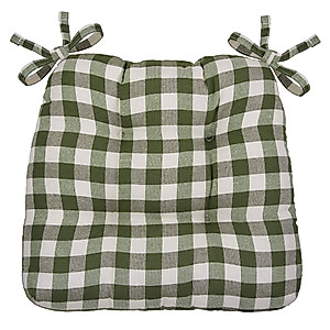 GoodGram Gingham Plaid Buffalo Checkered Premium Plush Country Farmhouse Chair Cushion Pads with Tear Proof Ties - Assorted Colors (8, Sage Green)