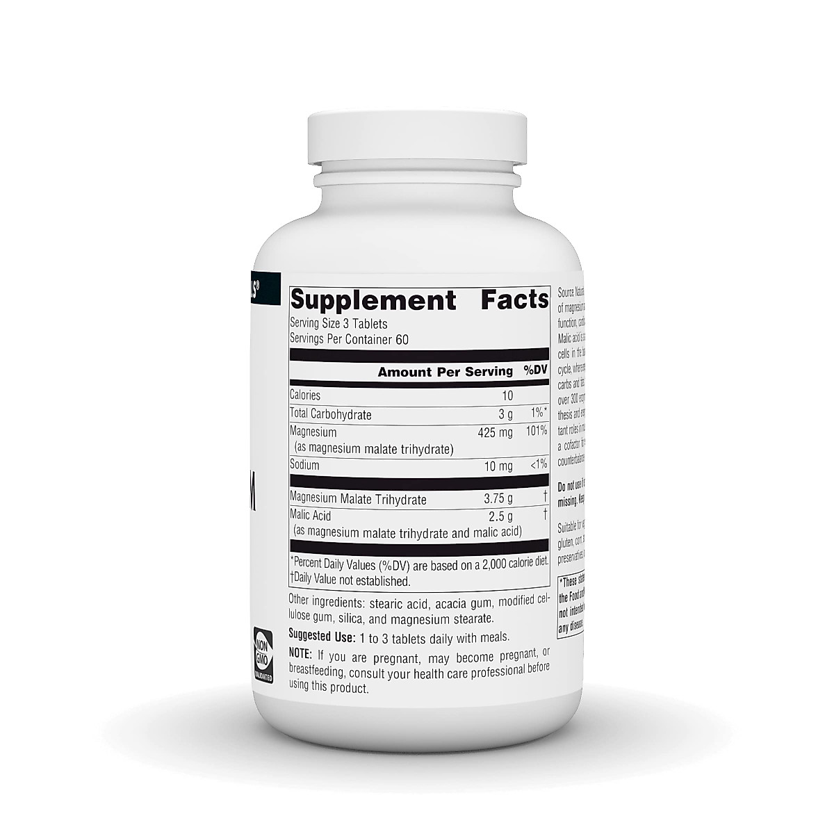 Source Naturals Magnesium Malate - 3750mg Per Serving - Essential Magnesium Malic Acid Supplement - 180 Tablets