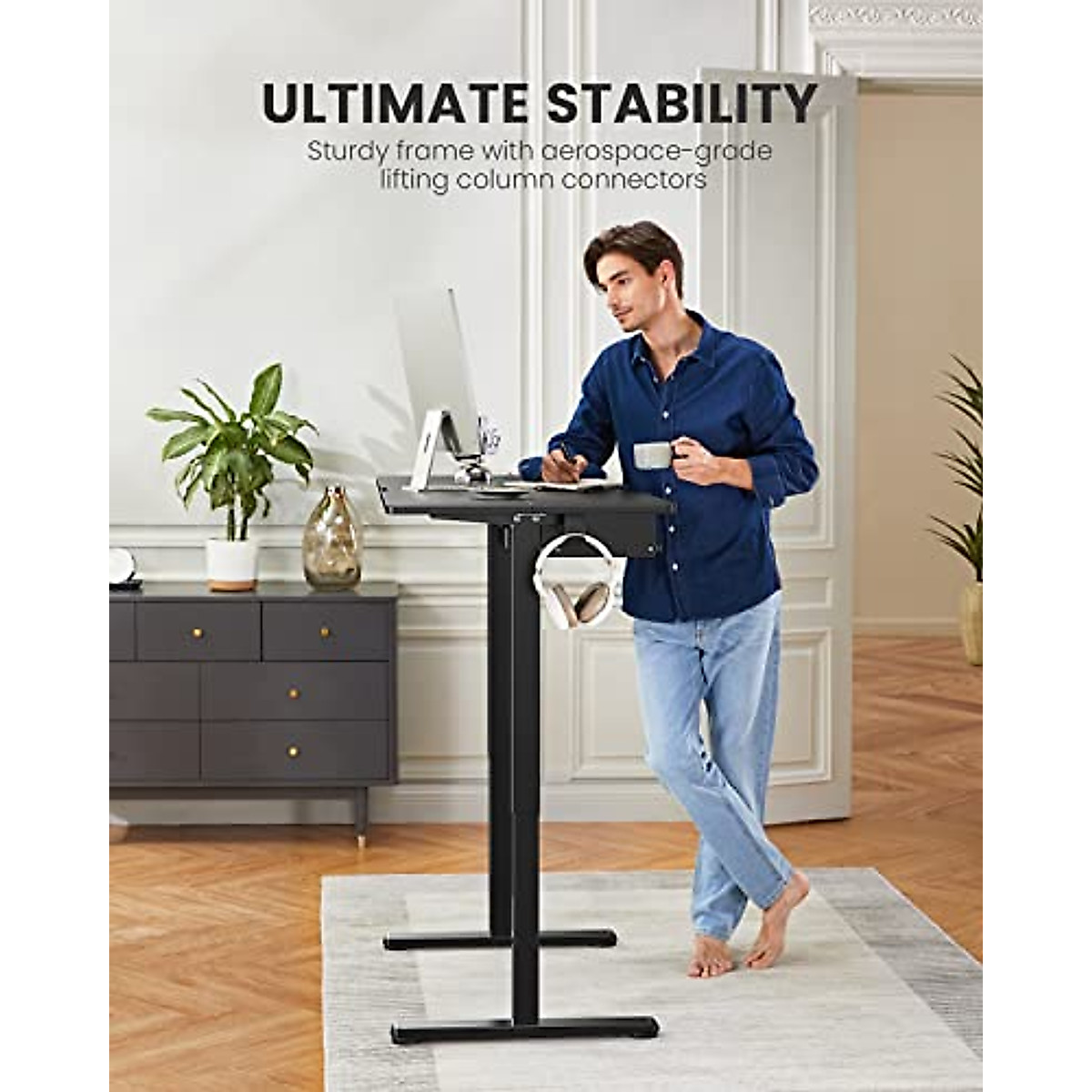 ErGear Electric Standing Desk with Keyboard Tray, Adjustable Height Sit Stand Up Desk, Home Office Desk Computer Workstation, 48x24 Inches, Black