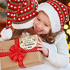 Happy Birthday Gift Tags Present Stickers 1.5 x 2 Inch Oval Christmas to from Labels - Xmas Festival Birthday Stickers for Kids Party Favors Envelope Packages Seals 6 Designs 300 Pcs