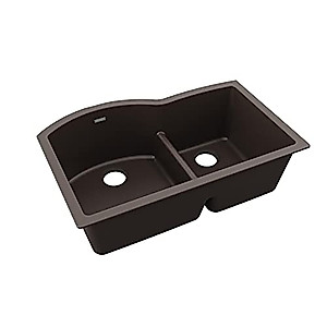 Elkay Quartz Classic ELGHU3322RMC0 Mocha Offset 60/40 Double Bowl Undermount Sink with Aqua Divide