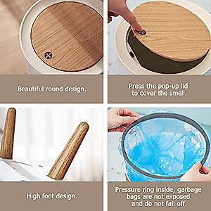 Small Trash Can with Lid Seamless with Hand Drawn Rainbows and Sun Trendy Baby Texture for Wood Legs Press Cover Garbage Bin Round Waste Bin Wastebasket for Kitchen Bathroom Office 7L/1.8 Gallon