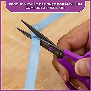 Sharp Craft Scissors For Adults - Japanese Precision Stainless Steel Blades - Non-Stick Teflon Coated - Ergonomic Design - Perfect for Paper, Card, Felt and Fabric - By Crafters Companion (4.5 Inch)