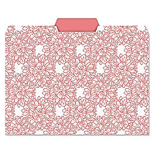 Current Charcoal & Coral File Folders Value Pack - Bulk Set of 24, 6 Pretty Decorative Designs, 1/3 Cut Tabs, Heavy-Duty Paper Stock, Office Supplies for Home & Work, 9-½” x 11-¾” Letter Size