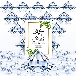 1624 Piece Diamond Place Card Holders Decorations includes 24 Pieces Acrylic table Number Holders for Wedding and 1600 Pieces Crystal Confetti Clear Diamond for Party Weddings
