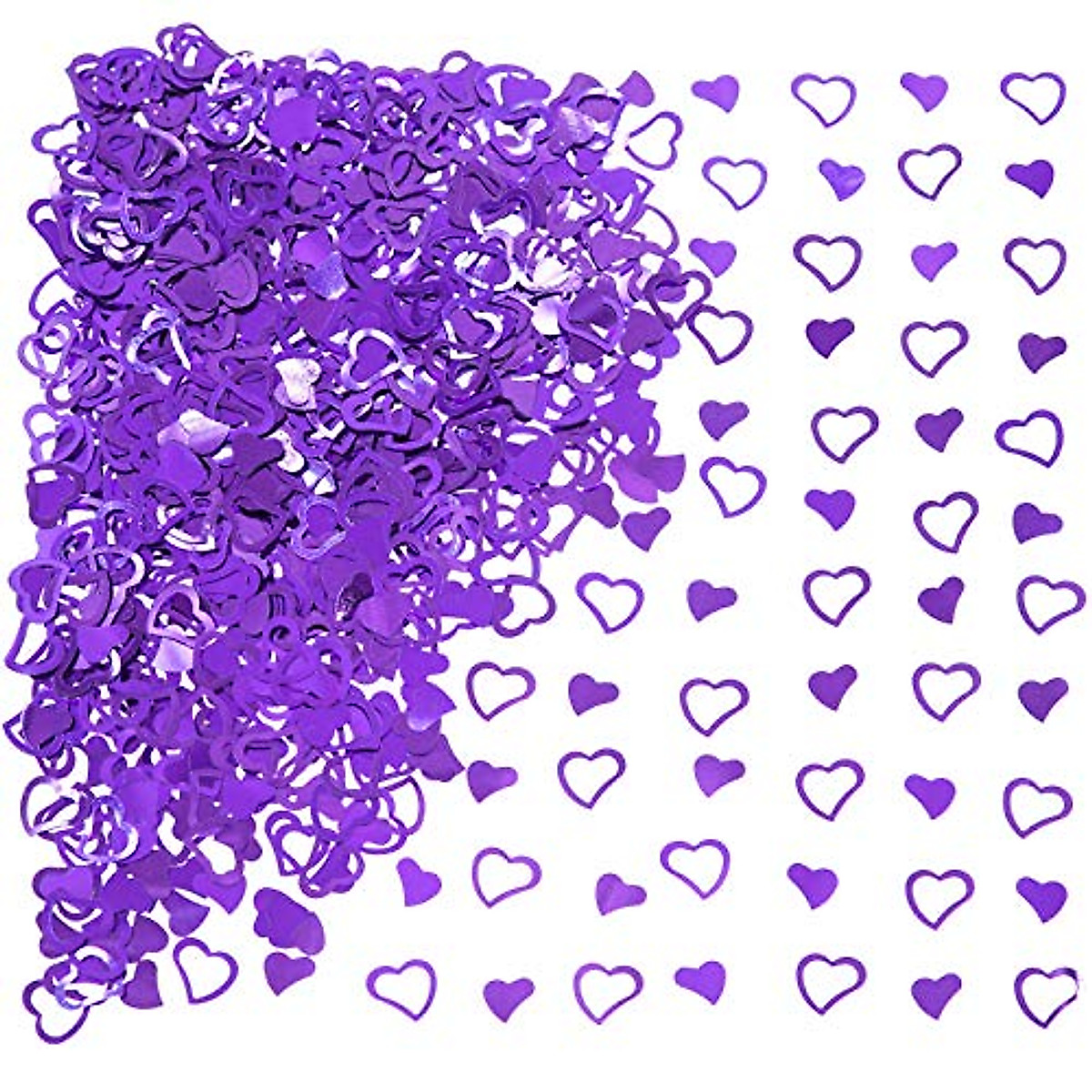 Purple Love Heart Table Confetti - Valentines Party Foil Metallic Sequins Confetti Wedding Engagement Anniversary Bachelorette Mothers Day Party Sprinkles Confetti Decorations, 60g
