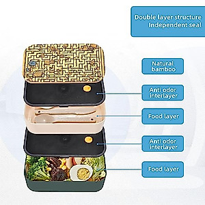 Treasure Maze Adult Lunch Box, Bento Box, With Cutlery Set Of 3, 2 Compartments, Rectangular, Lunch Box For Adults