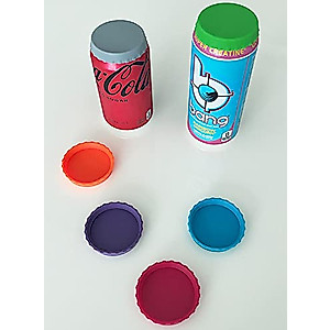 Silicone Soda Can Lids, 6 Pack BPA-Free Reusable Silicone Can Covers, Can Stopper or Protector For Soda, Beer, Drink, Juice, Coke, Beverage, Fits Standard Cans (Assorted)