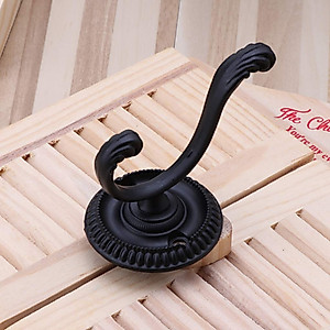 WBANGIAO Heavy Duty Wall Hooks Antique Hanger Sturdy Decorative Coat Racks Alloy Double Hook for Hanging Hats Towels Keys.Black