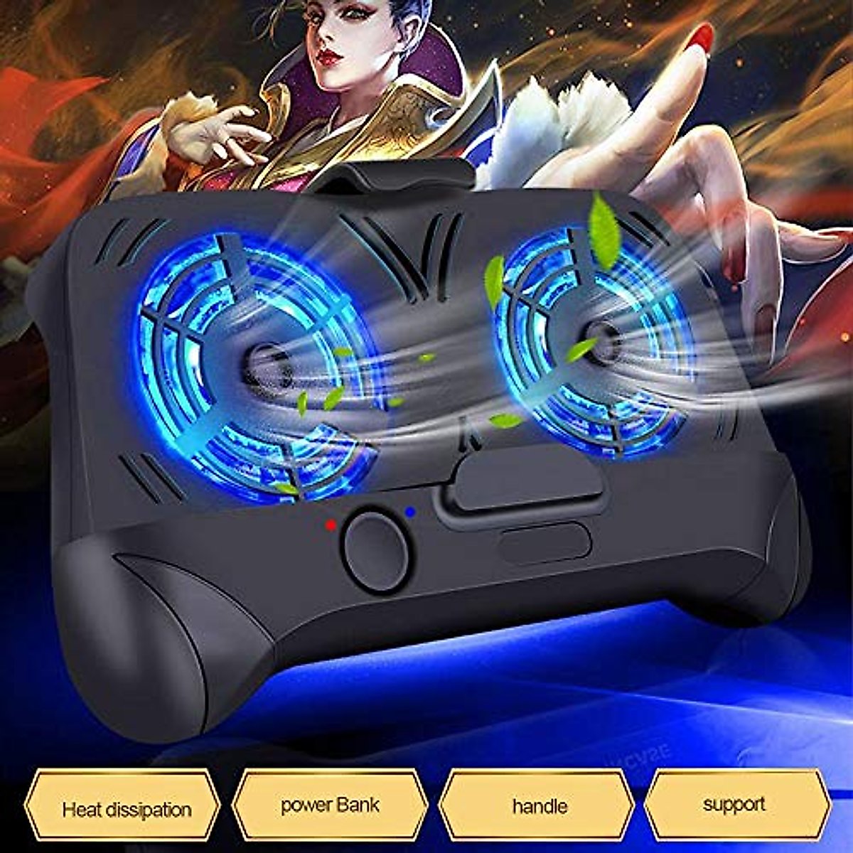 TJLSS Multifunctional Game Handle Dual Fan Cooling Bracket Mobile Phone Radiator Comfortable Handle. (Color : E)