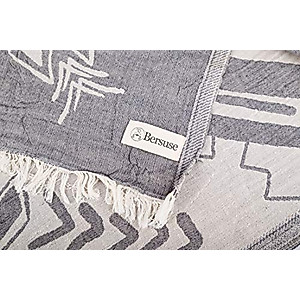 Bersuse 100% Cotton Kona XL Throw Blanket Turkish Towel - 75x90 Inches, Anthracite