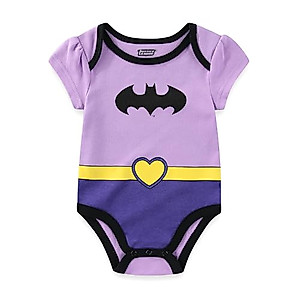 WARNER BROS DC Comics Girls Short Sleeve Bodysuit 5 Pack for Newborn and Infant