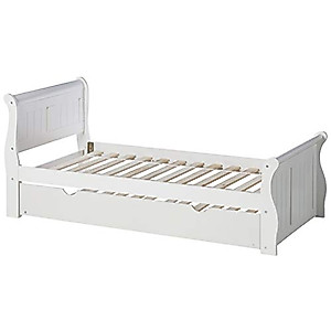 Donco Kids 325-TW_503-W Sleigh Bed withTrundle Bed, Twin/Twin, White