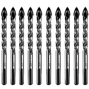 Mgtgbao 6MM Masonry Drill Bits, 10PC 1/4” Concrete Drill Bit Set for Tile,Brick, Plastic and Wood,Tungsten Carbide Tip Best for Wall Mirror and Ceramic Tile. …