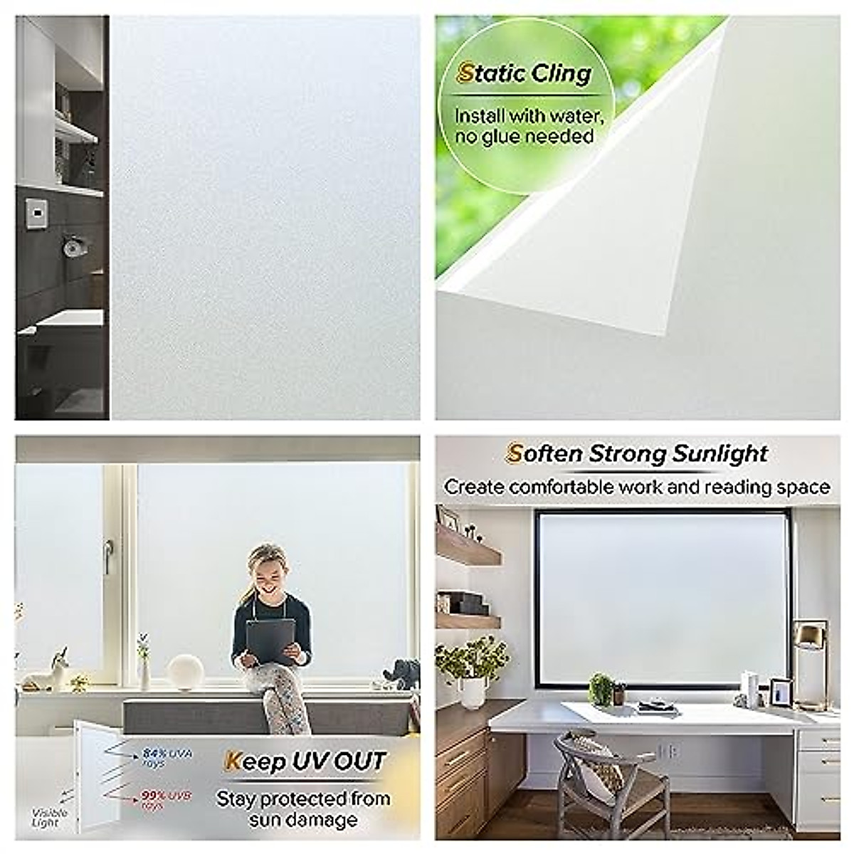 Window Film Window Film Privacy Stained Glass Film Static Cling Self Adhesive Film Frosted UV Protective Glass Vinyl for Home Glass Window Clings (Color : D, Size : 30x100 cm)