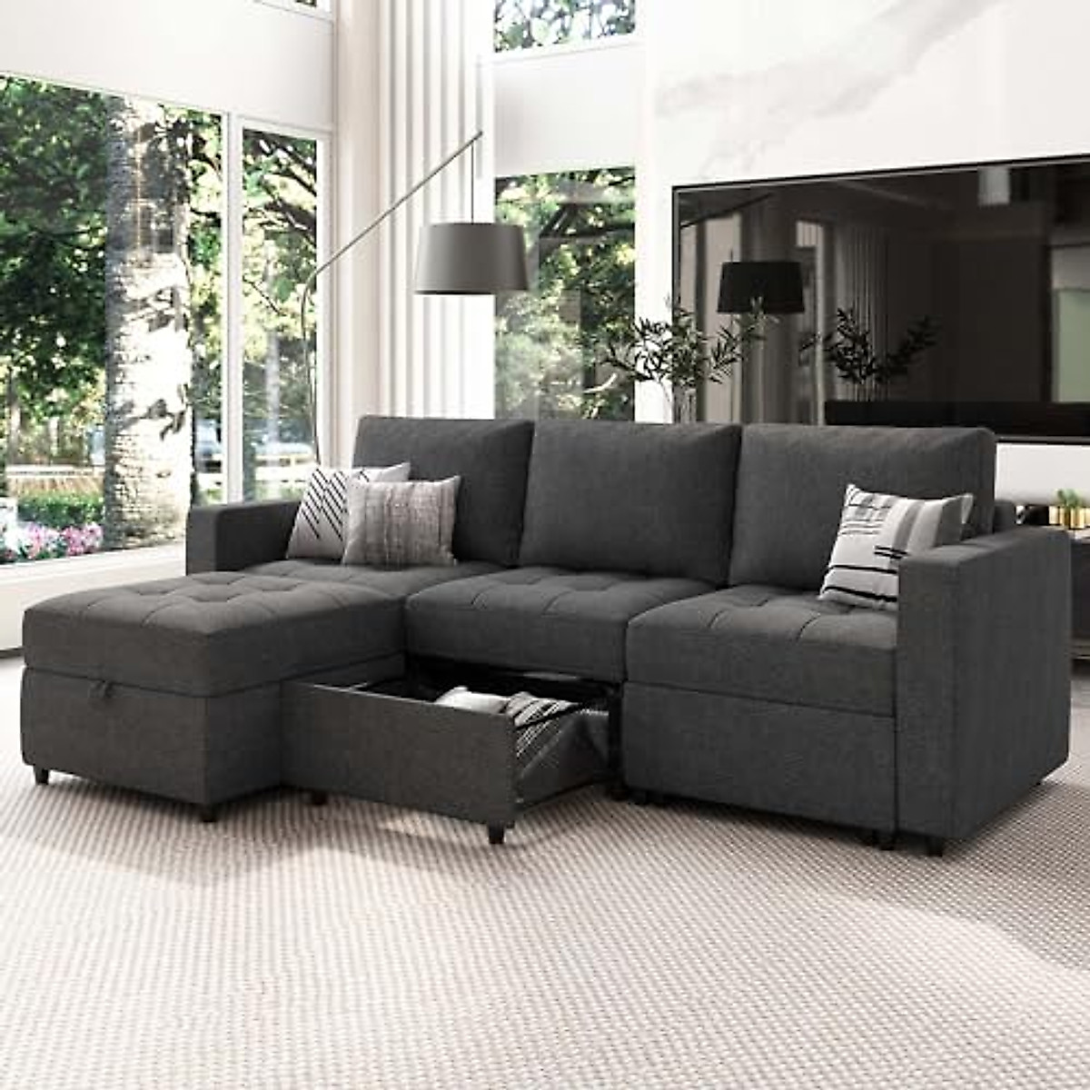 Belffin Fabric Side Armrest for Sectional Modular Couch Armrest Module for Modular Couch Sectional Sofa Dark Grey