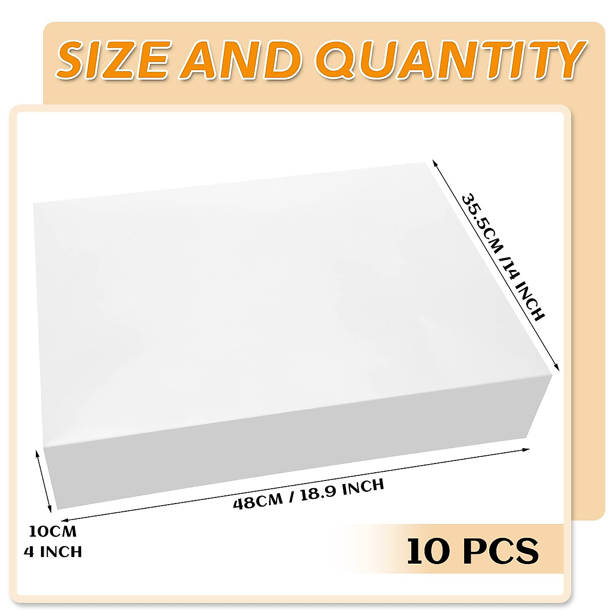 Tudomro 10 Pack 19 x 14 x 4 Inch Cake Box, Cardboard Cake Boxes, Large Rectangle Boxes, Kraft Non Window Bakery Pastry supplies(White)
