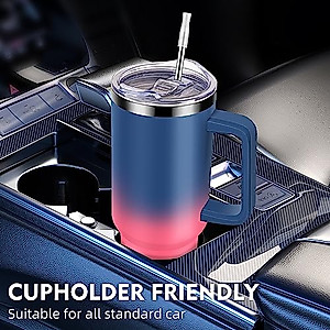 MaxBase 40 Oz Tumbler with Handle and Straw Lid, Insulated Reusable Stainless Steel Travel Mug Keeps Drinks Cold up to 34 Hours, 100% Leakproof Bottle (Sunset)