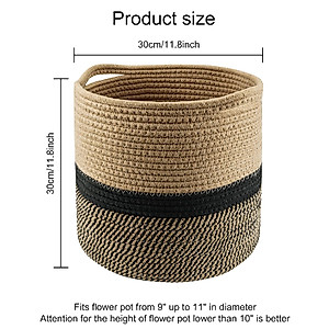 Oaixuilhy Storage Basket with Handles Cotton Rope Woven Blanket (12x12 Inches)