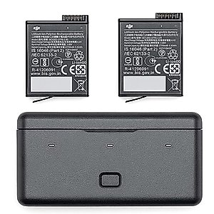 EUCAZ Osmo Action Extreme Battery and Multifunctional Battery Case Kit,for DJI Osmo Action 3,Osmo Action 4 Sport Camera,Include 2pcs Batteies and 1p Battery Case,Fast Charges for Three Batteries
