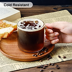 PARACITY Clear Coffee mug 14oz, Glass Coffee Mugs Set of 2, Large Glass Coffee Cups with Handle, Glass Tea cups for Hot/Cold Drink, Latte, Cappuccino, Tea, Juice and Beer