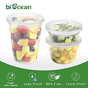 biocean 16 Oz Resuable Deli Containers With Lids Freezer Food Storage Containers Airtight Bulk 50 Set BPA-Free Plastic Soup Container Microwave Leakproof Deli Cups For Meal Prep,Leftover-Home/Takeout
